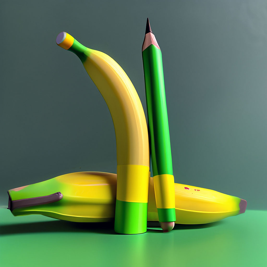 "Black pencil green pencil big banana pencil" — image created in Shedevrum