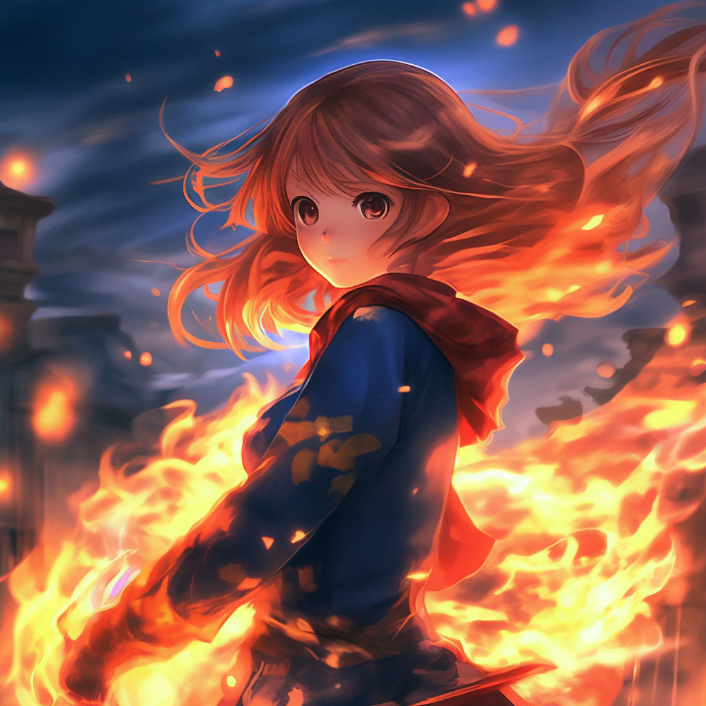 Anime Girl Holding Fire