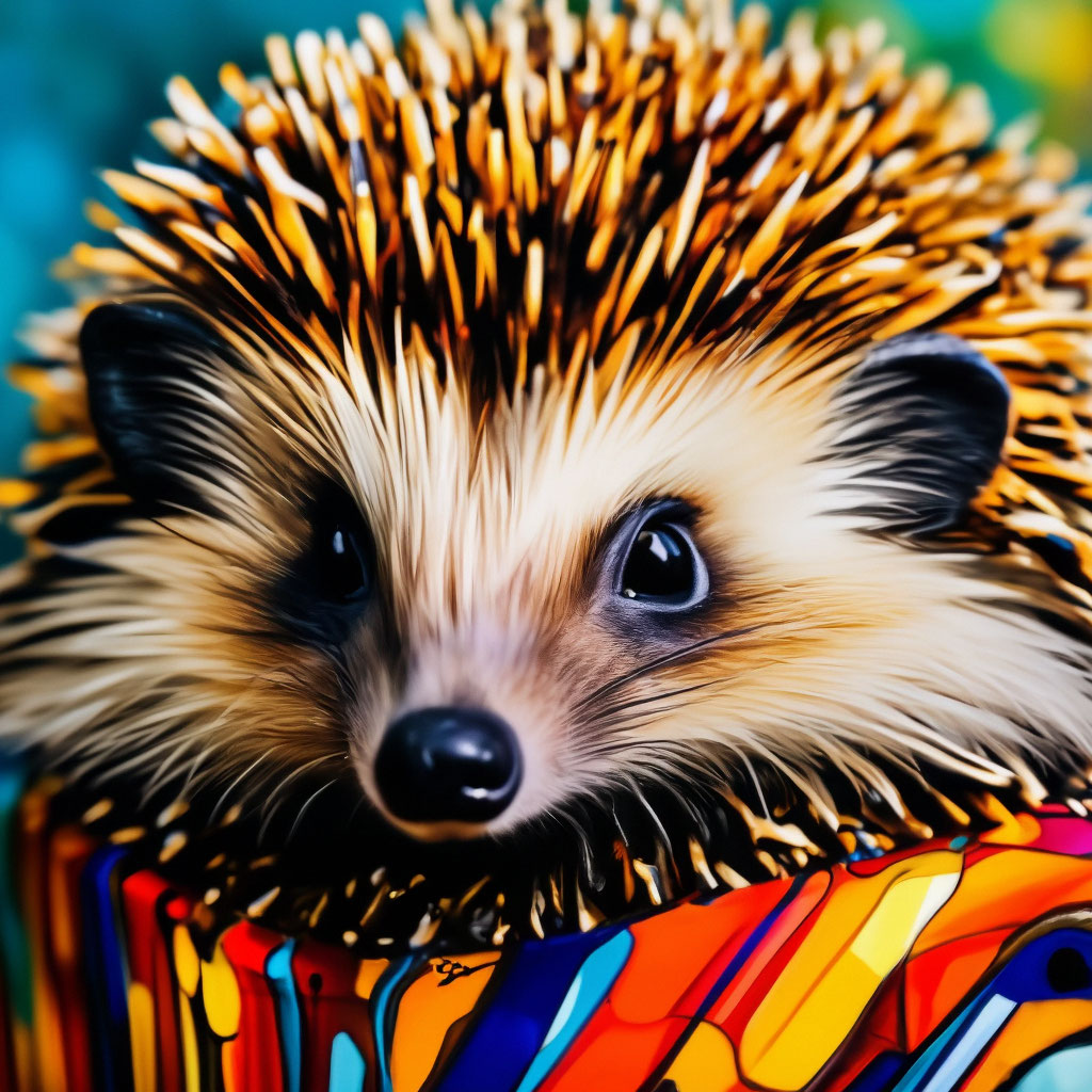 "An extravagant hedgehog, a portrait …" — image created in Shedevrum