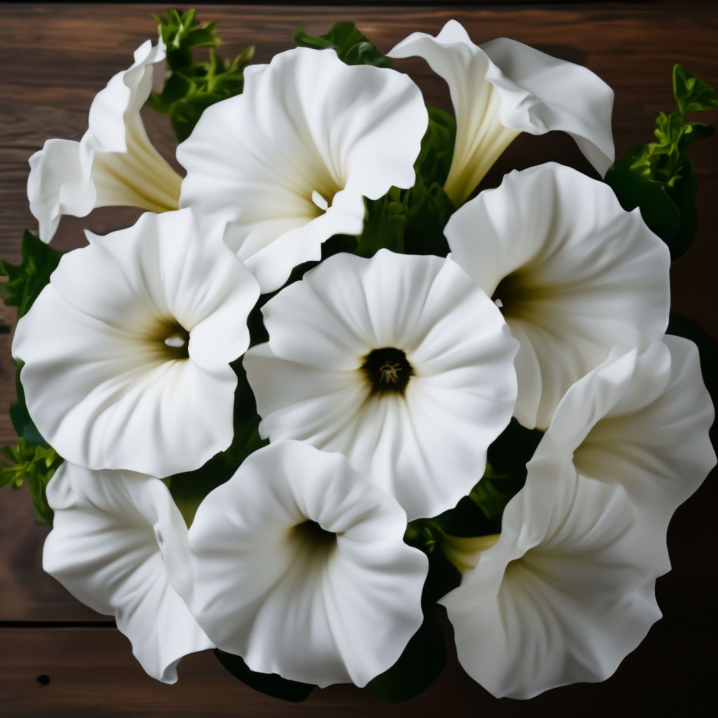 White Petunias Lush Bouquet Top View Image Created In Shedevrum