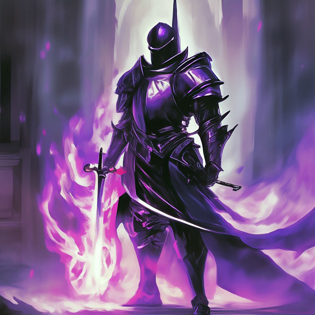 "Mysterious knight, black knight, …" — image created in Shedevrum