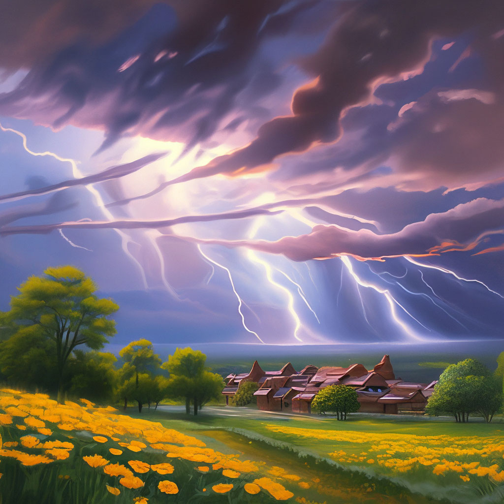 "Spring thunderstorm" — image created in Shedevrum