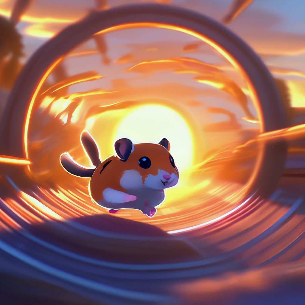 "Animated picture. a running hamster in a wheel. To make the picture ...