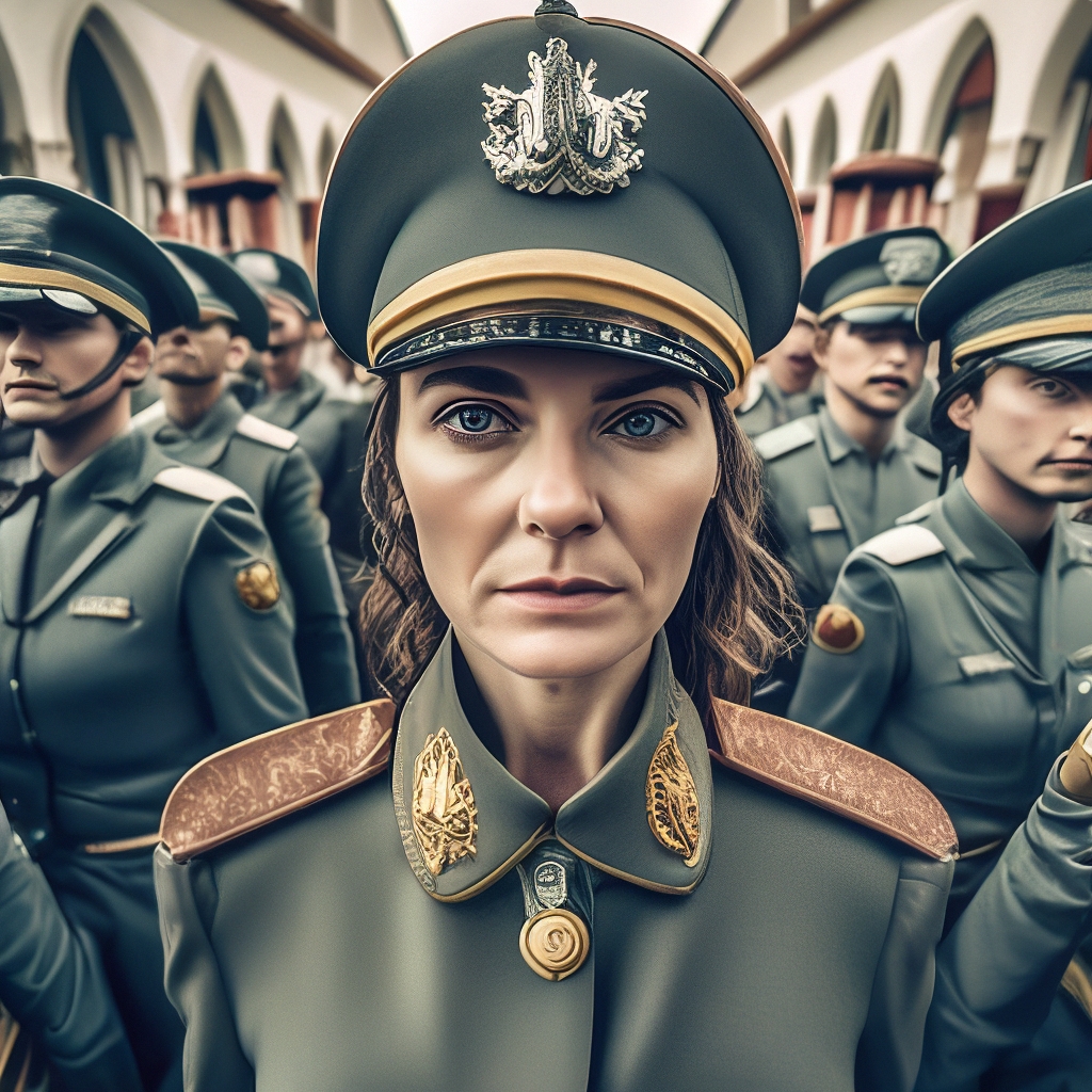 "Strict woman commander evil" — image created in Shedevrum
