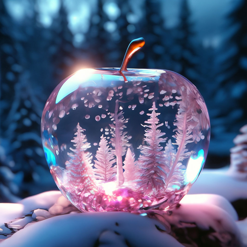 "An epic crystal apple with a very …" — image created in Shedevrum