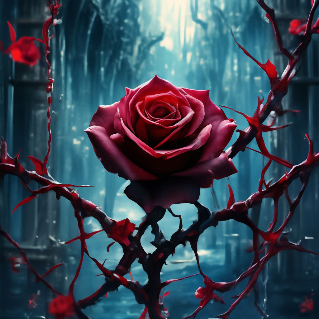 "Love trap rose thorns" — image created in Shedevrum
