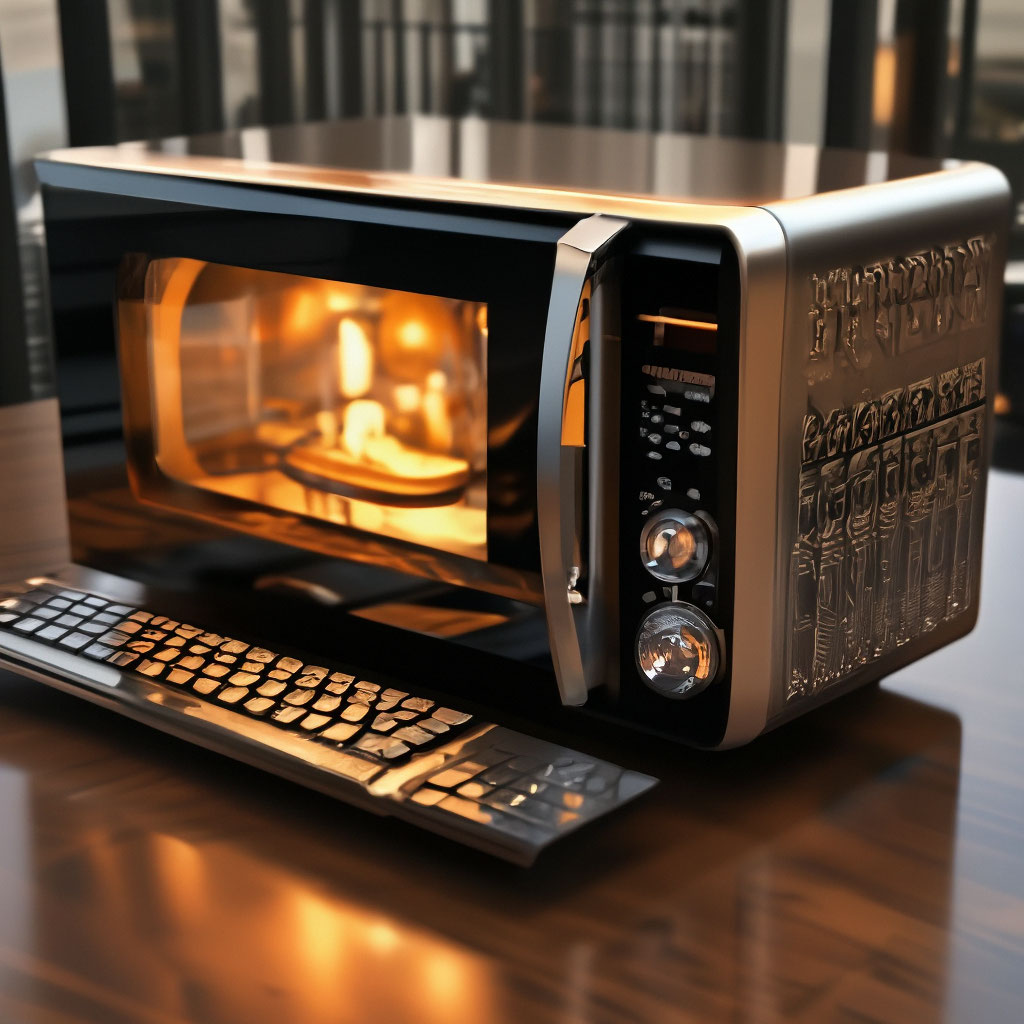 "Hybrid computer+microwave, complete …" — image created in Shedevrum