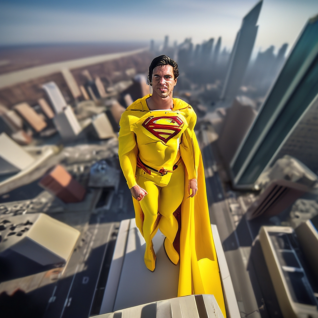 "Yellow Superman" — image created in Shedevrum