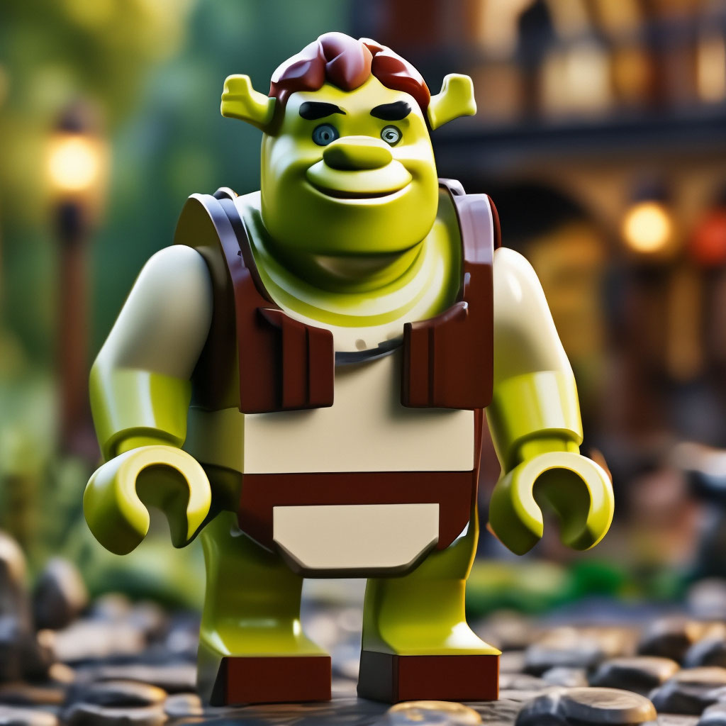 "Shrek from Lego 4k iso 2000" — image created in Shedevrum