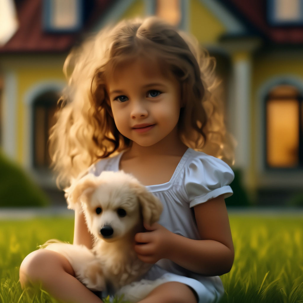 "Child girl playing with a pappy on …" — image created in Shedevrum