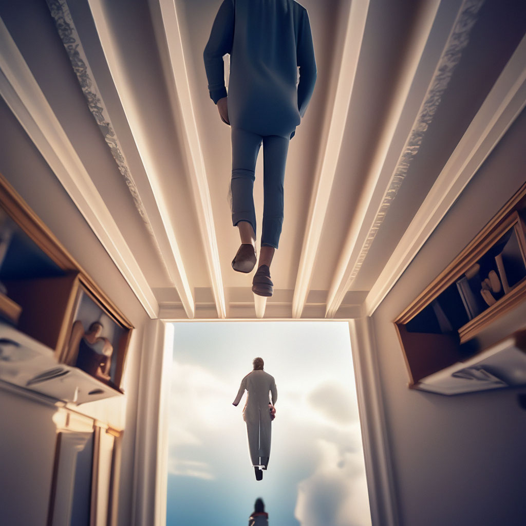 "Gravity violation, the upside-down world, an arthouse film, feet up ...