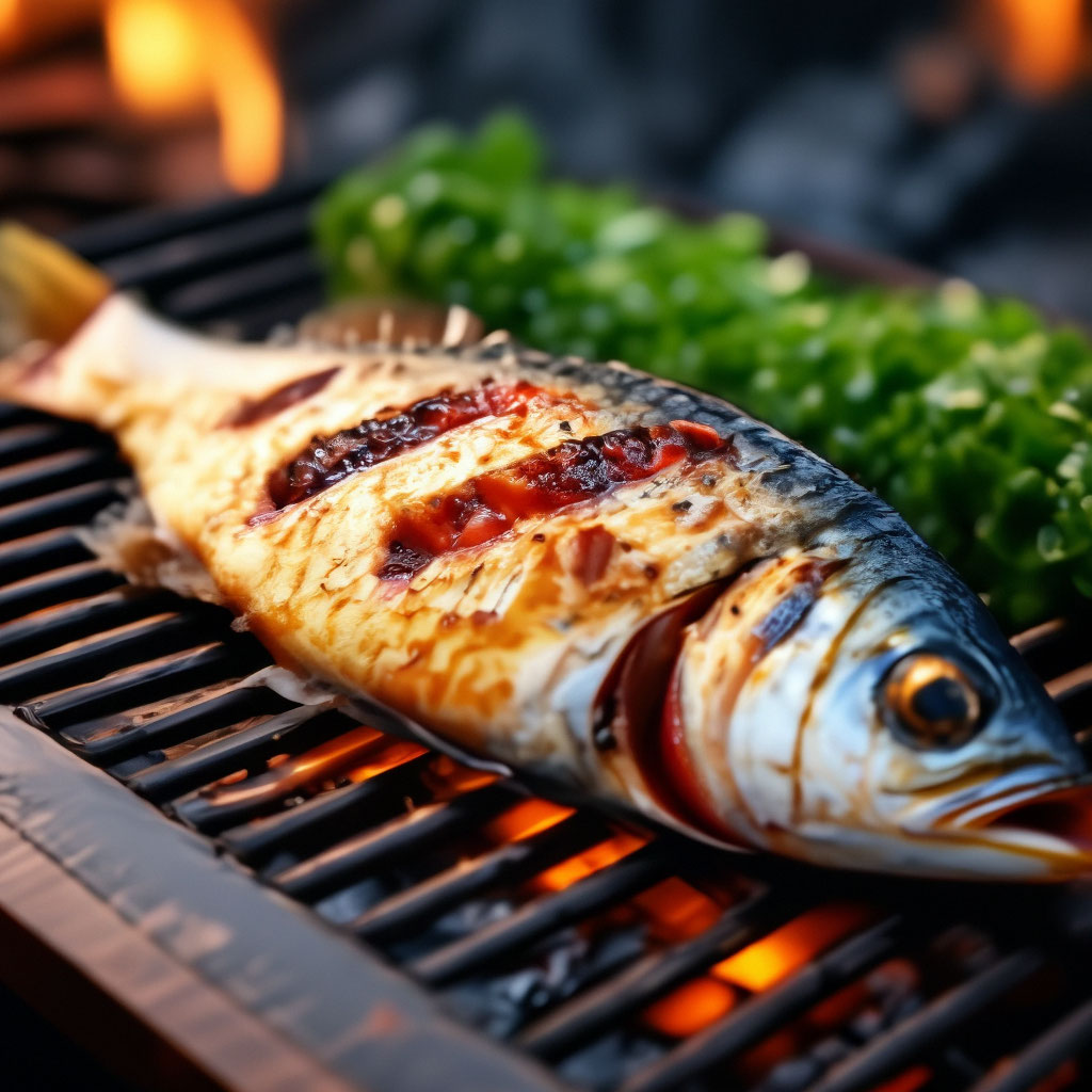 "Real bbq fish, aesthetically pleasing, beautiful, high resolution ...