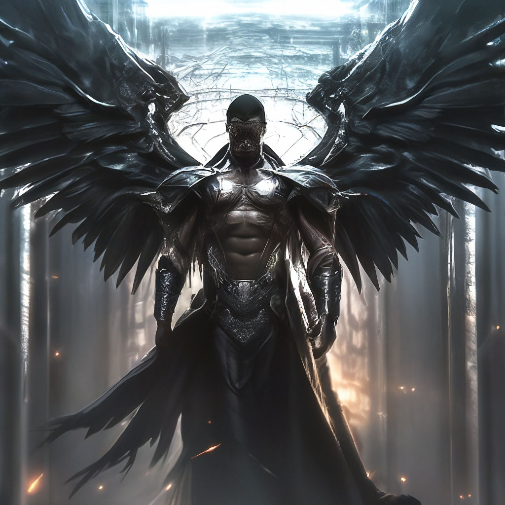 Black Winged Archangel Warrior