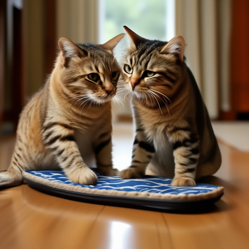 "Epic cat vs. slipper fight" — image created in Shedevrum