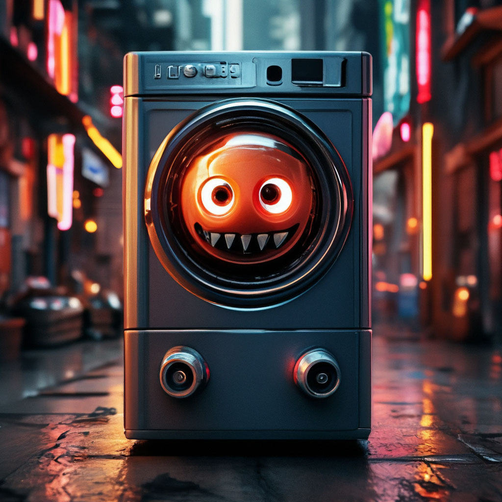 "Funny washing machine" — image created in Shedevrum