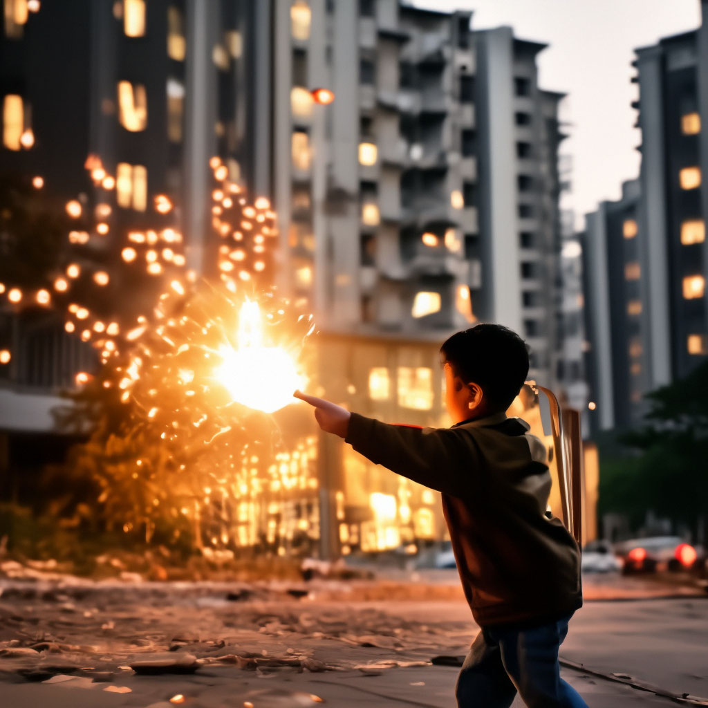 "Boys are throwing firecrackers in a residential area of 9 floors ...