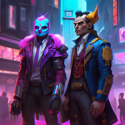 «The king and the buffoon in cyberpunk style» — video created in Shedevrum