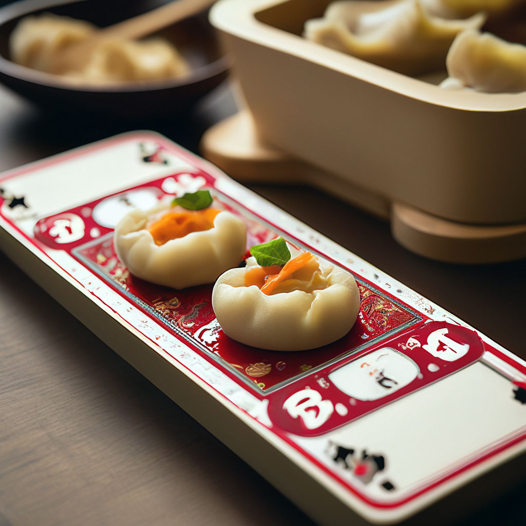 "Dumplings playing cards" — image created in Shedevrum