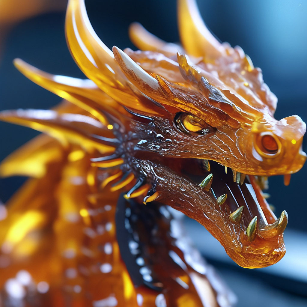 "Amber dragon figurine 🐉 …" — image created in Shedevrum