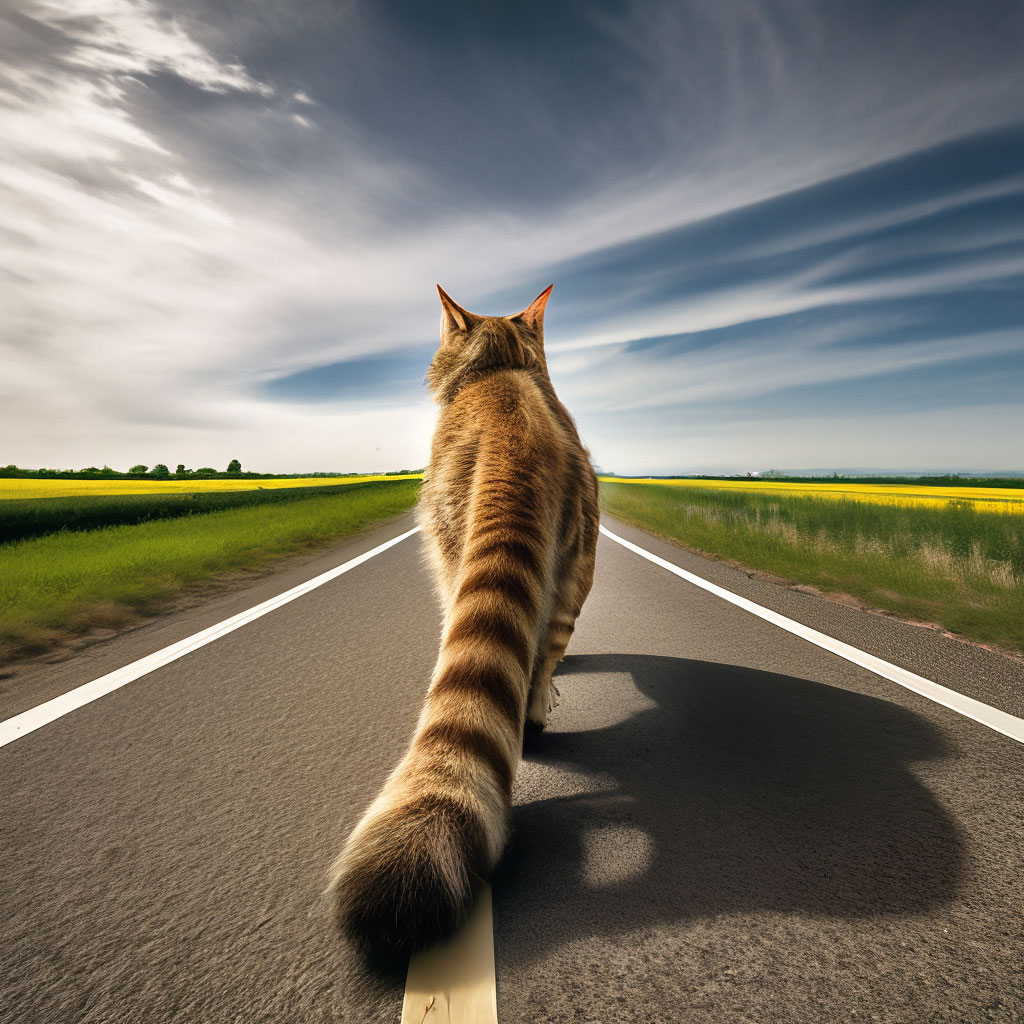 "The road to the sky, a light brown …" — image created in Shedevrum