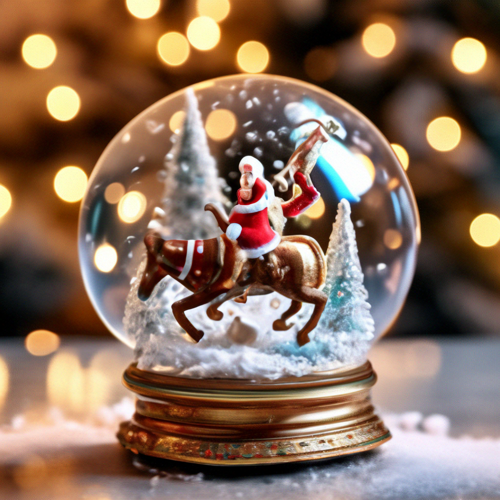 "In a glittering glass sphere, Santa Claus and Snow Maiden are racing ...