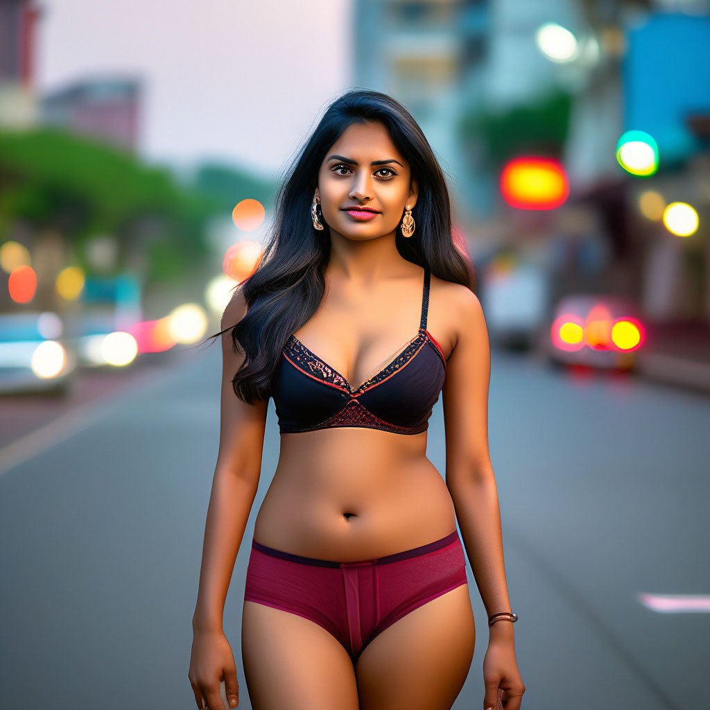 Girl in bra and underwear store