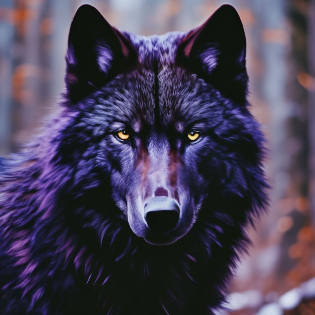 Real Black Wolf With Purple Eyes