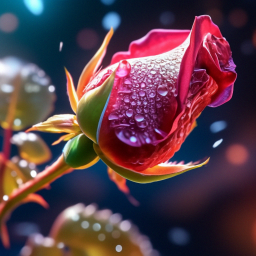 «Budding rosebud, top and side view, hyperrealistic, hyperdetalization ...