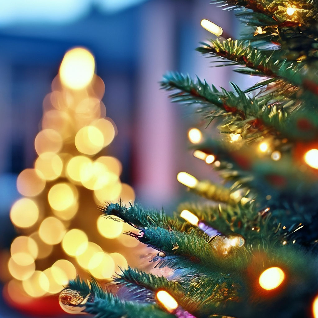 "Lights twinkle on the Christmas tree …" — image created in Shedevrum