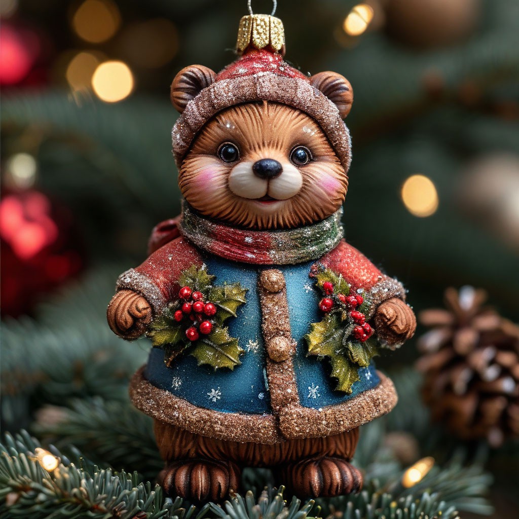 "Cute Bober Kurwa in a New Year's costume" — image created in Shedevrum