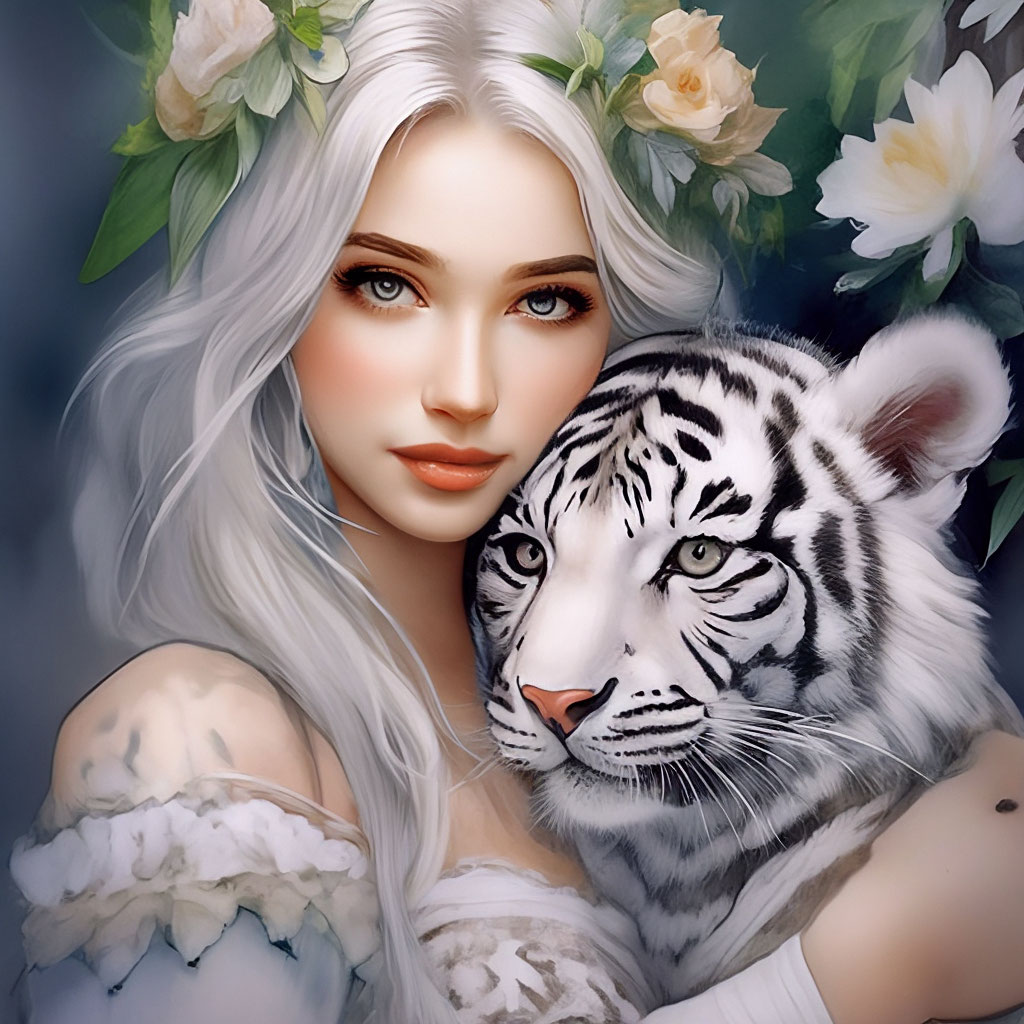 White Tiger Girl Wallpaper
