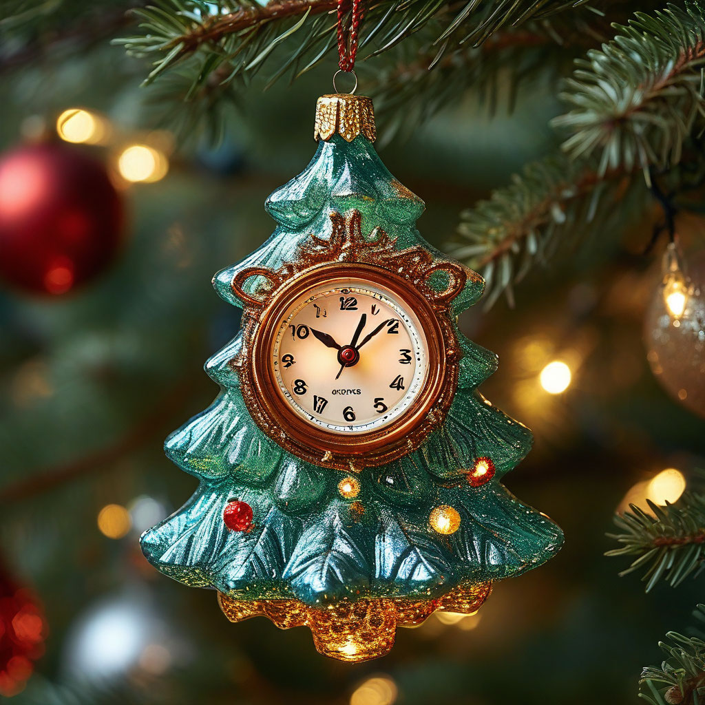 "Christmas tree retro toy is a very small alarm clock made of glass ...