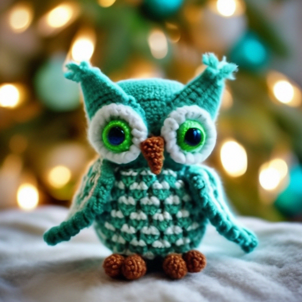 "Owl-Owl crystal-misty emerald mixture eyes green-blue" — image created ...