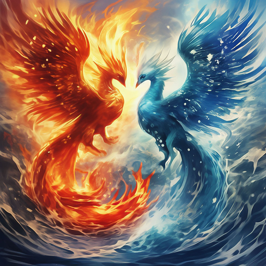 Fire And Water Phoenix Wallpaper Phoenix, Bird, Fire, Orange, Hop,
