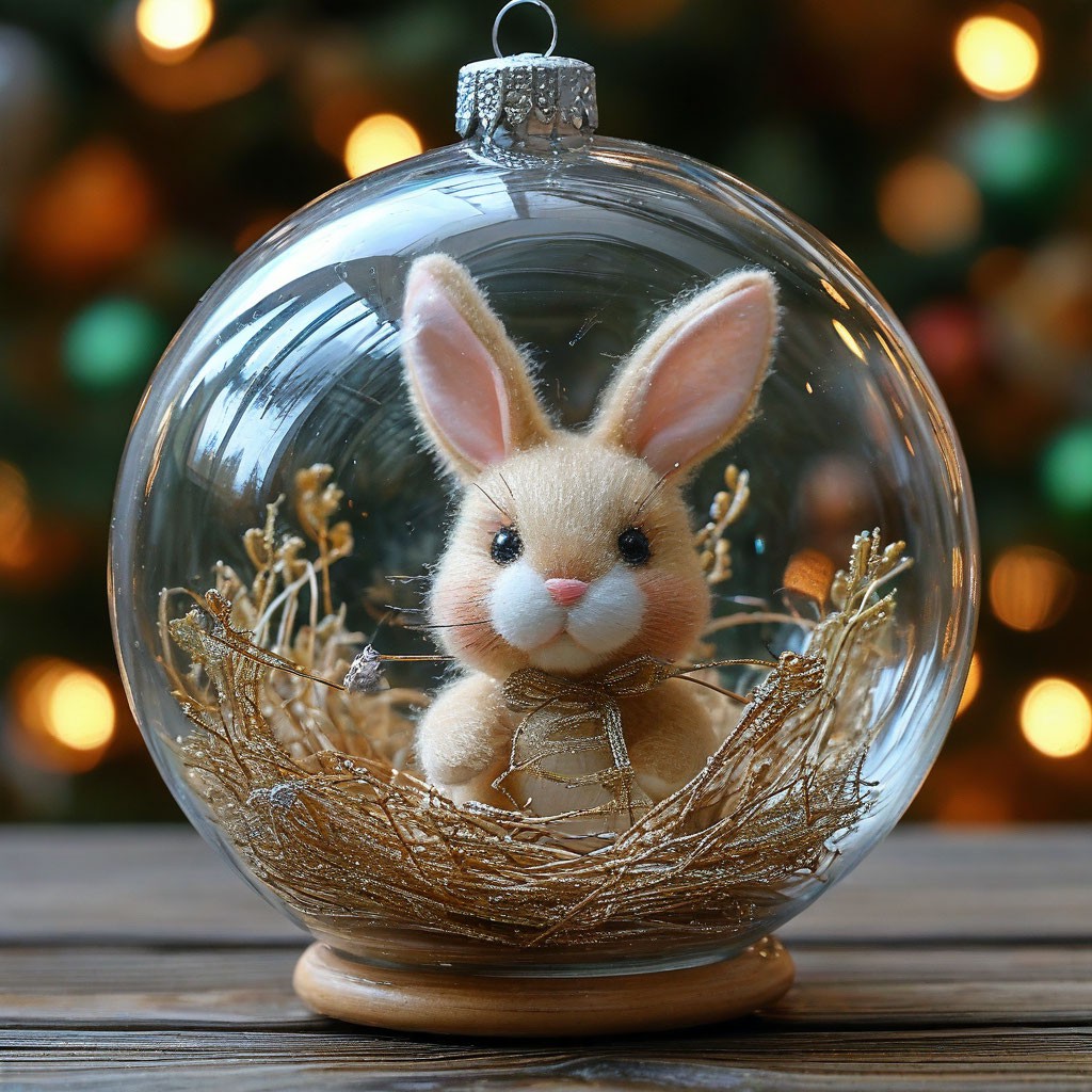 "A large, fragile ball of transparent glass. inside he has a soft toy ...