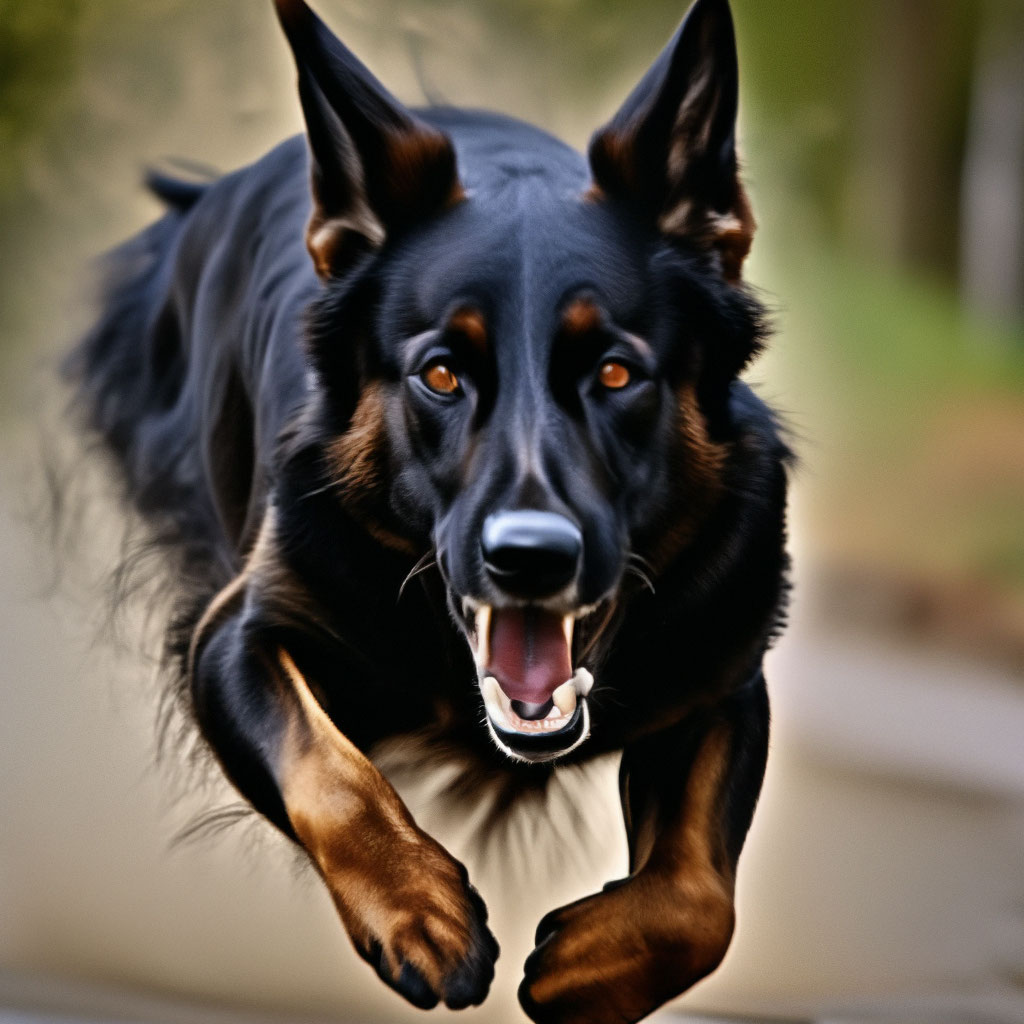 Angry Black German Shepherd