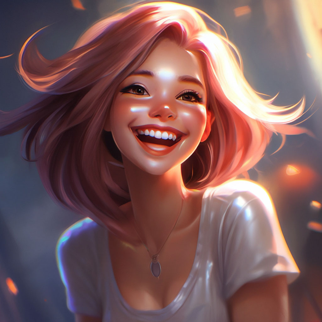 "Girl, beautiful, shiny skin, smirk, …" — image created in Shedevrum