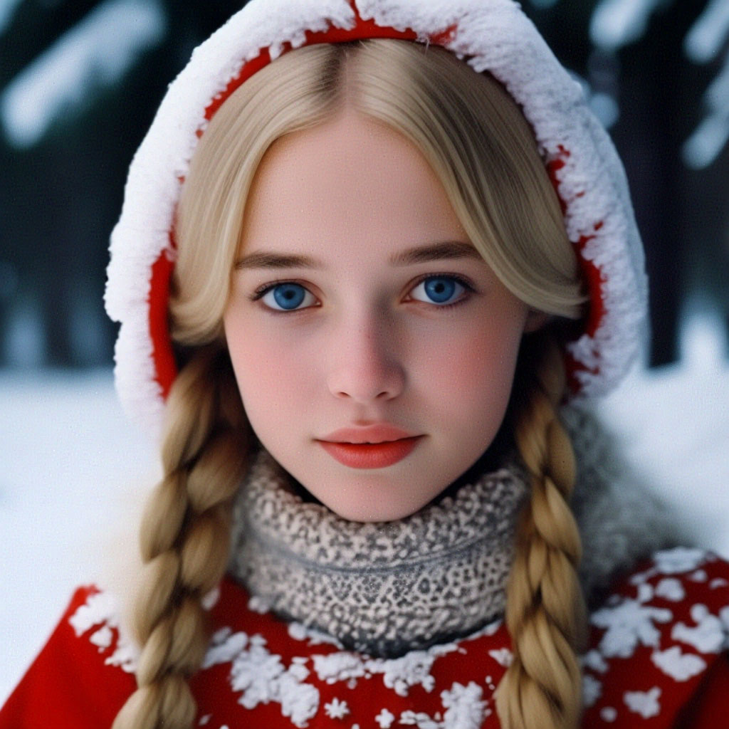 "Young blonde Marfusha "Morozko", …" — image created in Shedevrum