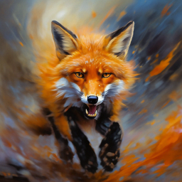 «A fox in the attack position» — video created in Shedevrum