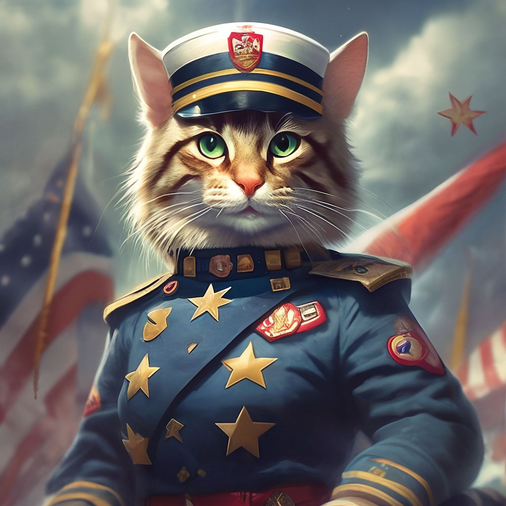 "The cat is a Marine" — image created in Shedevrum