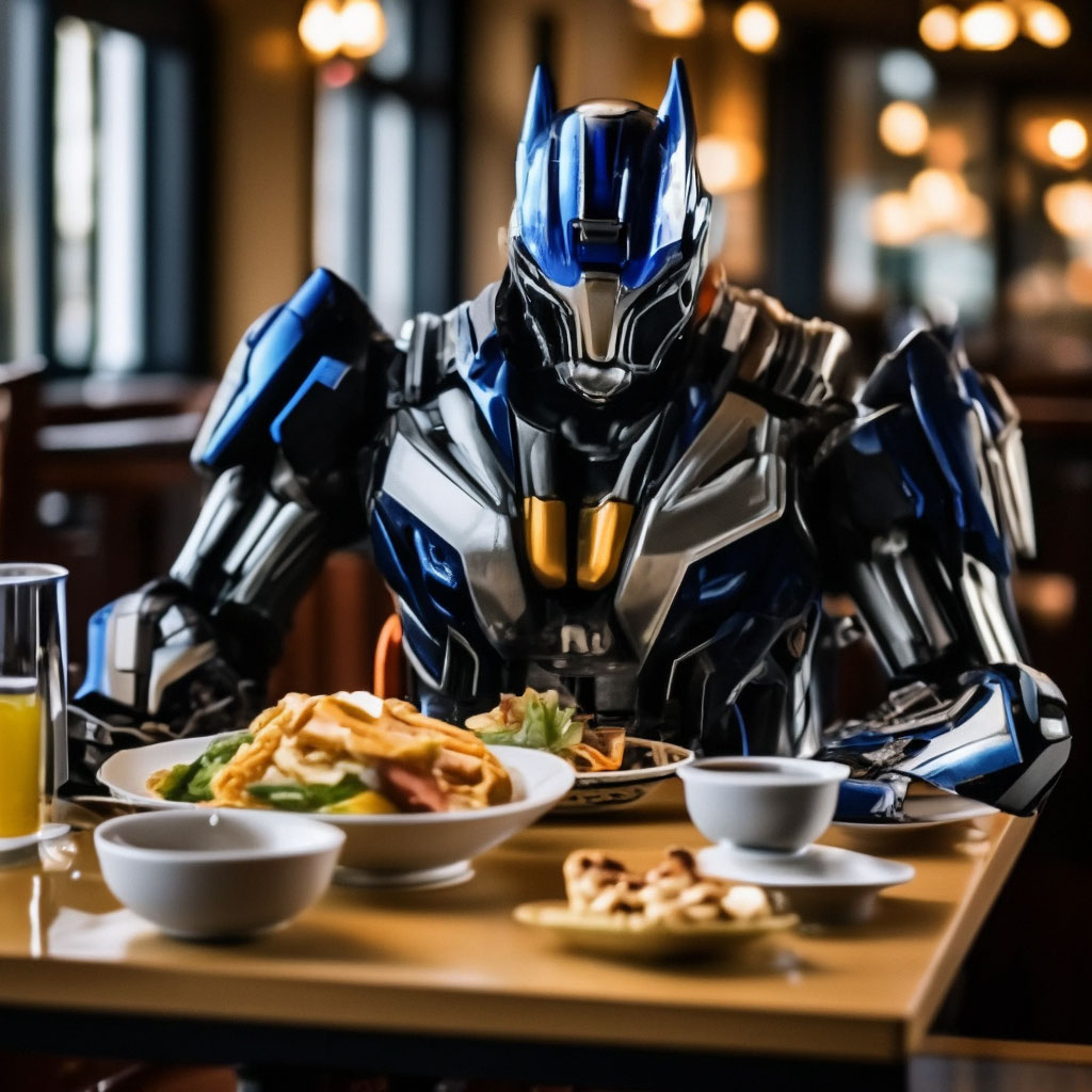 "The transformer car is having lunch …" — image created in Shedevrum