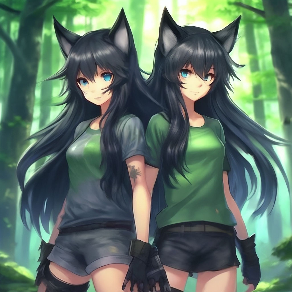 Half Wolf Anime Girl Sisters