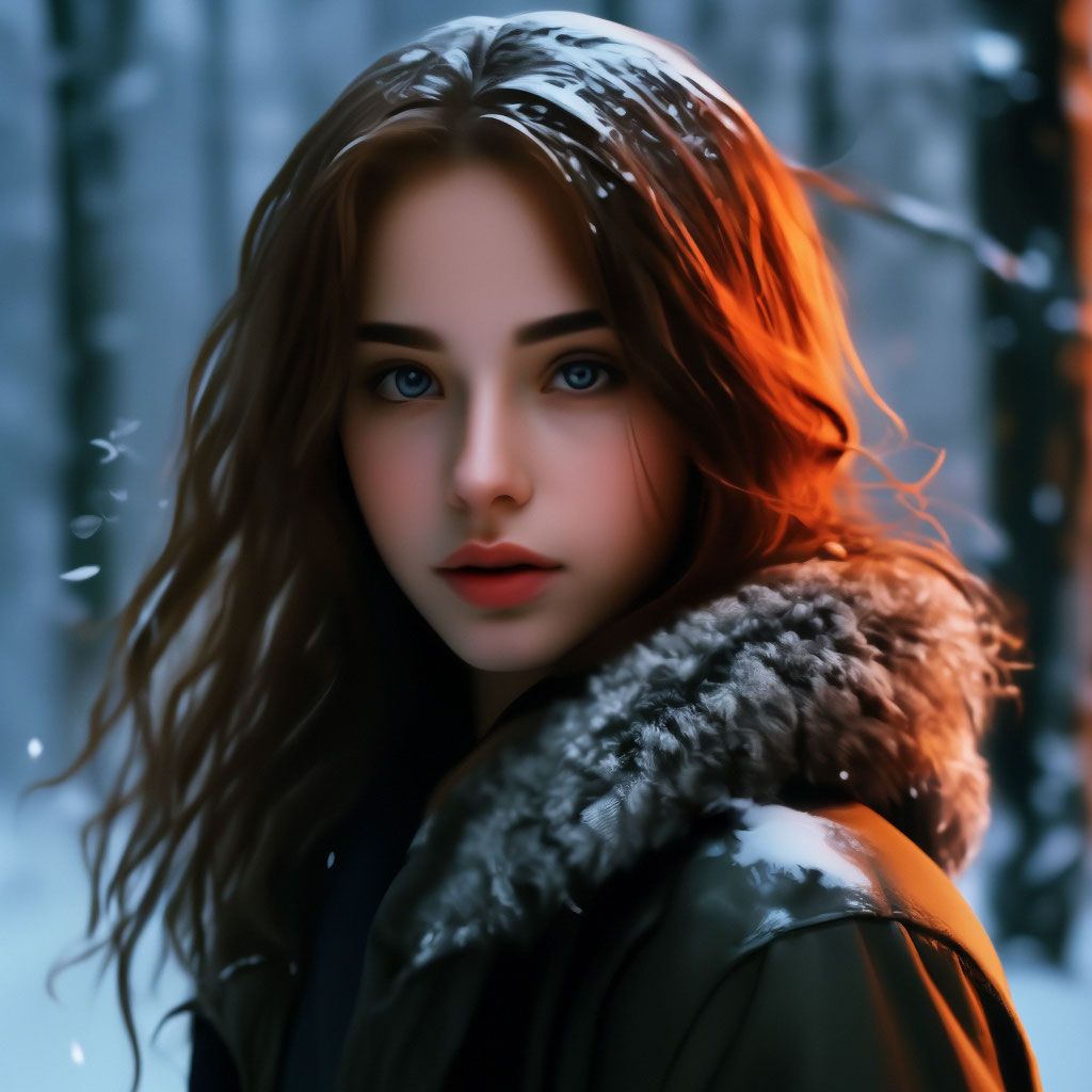 "Girl close-up, winter forest, high resolution, high detail, anime ...