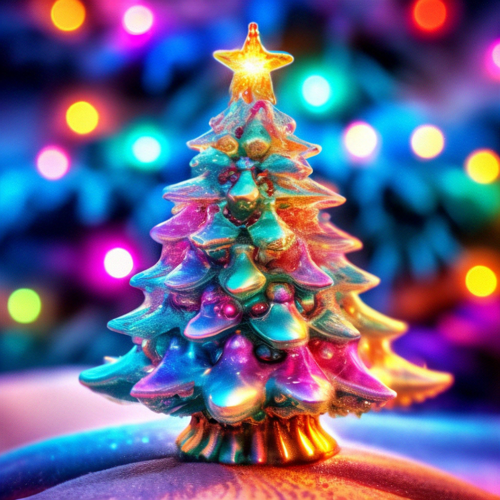 "Ethereal fantastic Christmas tree in dream hearts,magical steam wave ...