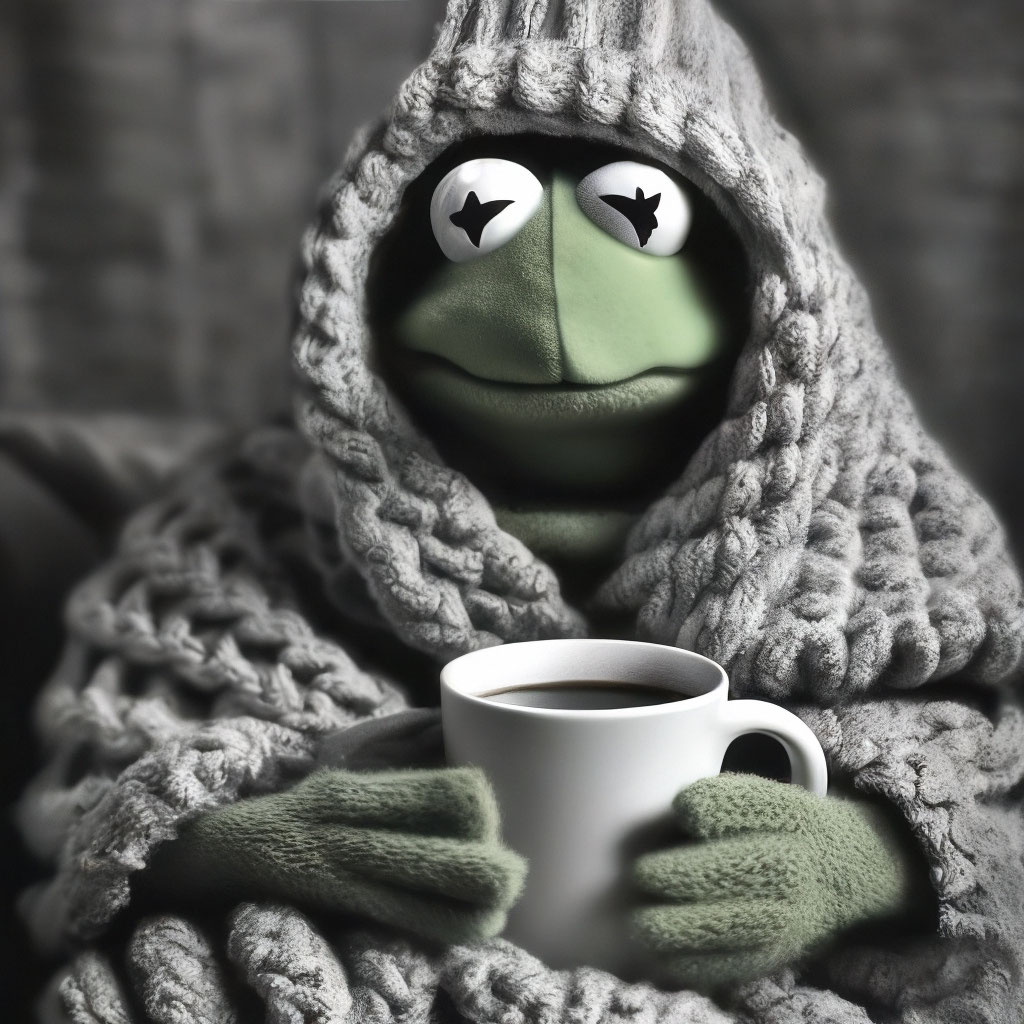 Kermit Drinking Coffee