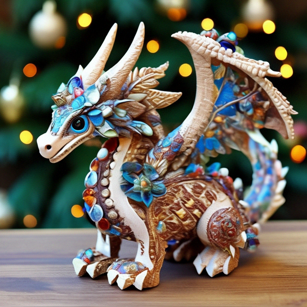 "Fashion delicate sensuality, frost,exotic dragon with cedar branches ...