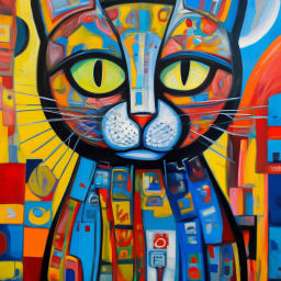 «A cat in the style of Dadaism, irrationality, cynicism, high detail ...