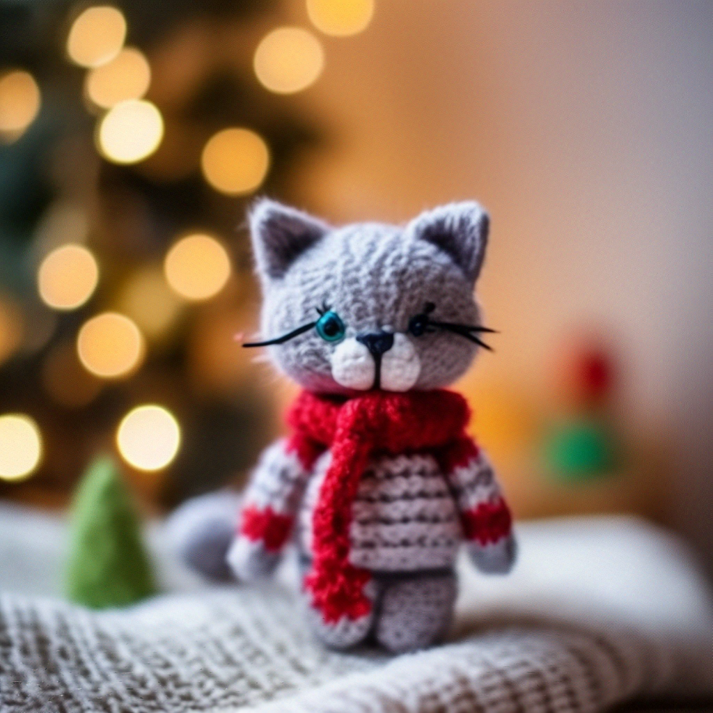 "Knitted Basik cat" — image created in Shedevrum