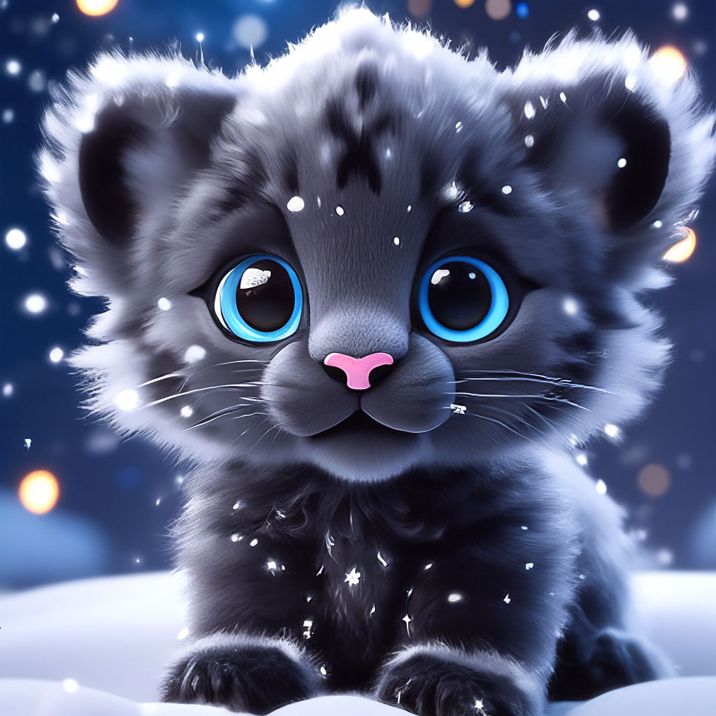 Lindo Bebé Pantera Negra Con Ojos Azules