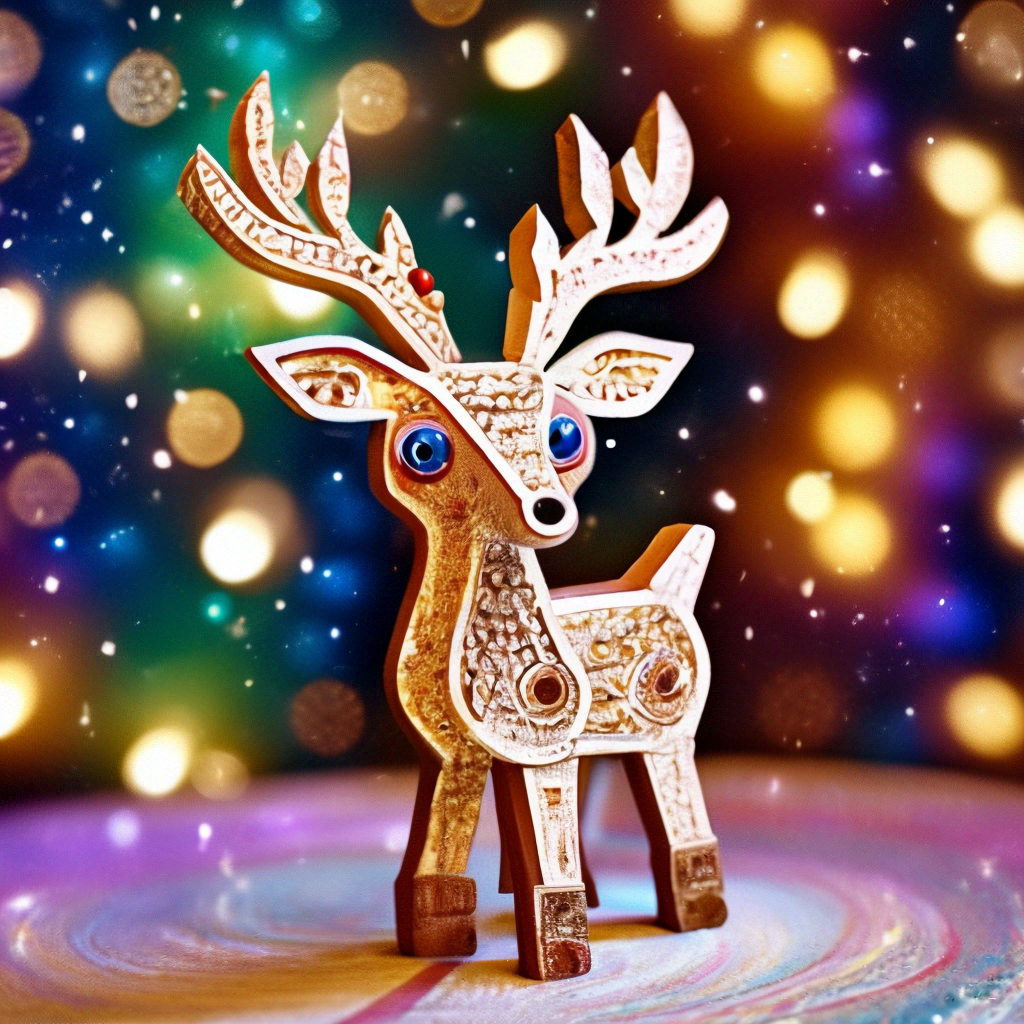 "Cute deer from fractals of Santa Claus comets,beautiful big glowing ...